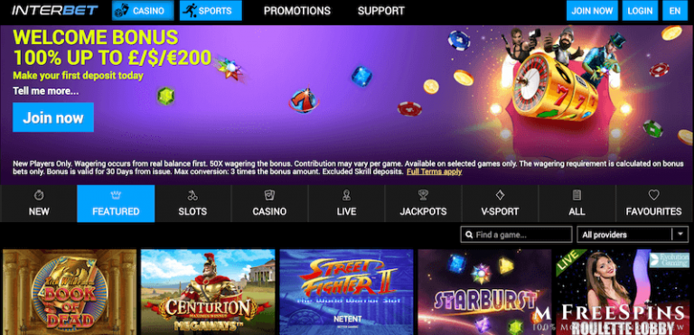 Interbet Casino : 100% Deposit Match Bonus up to €200